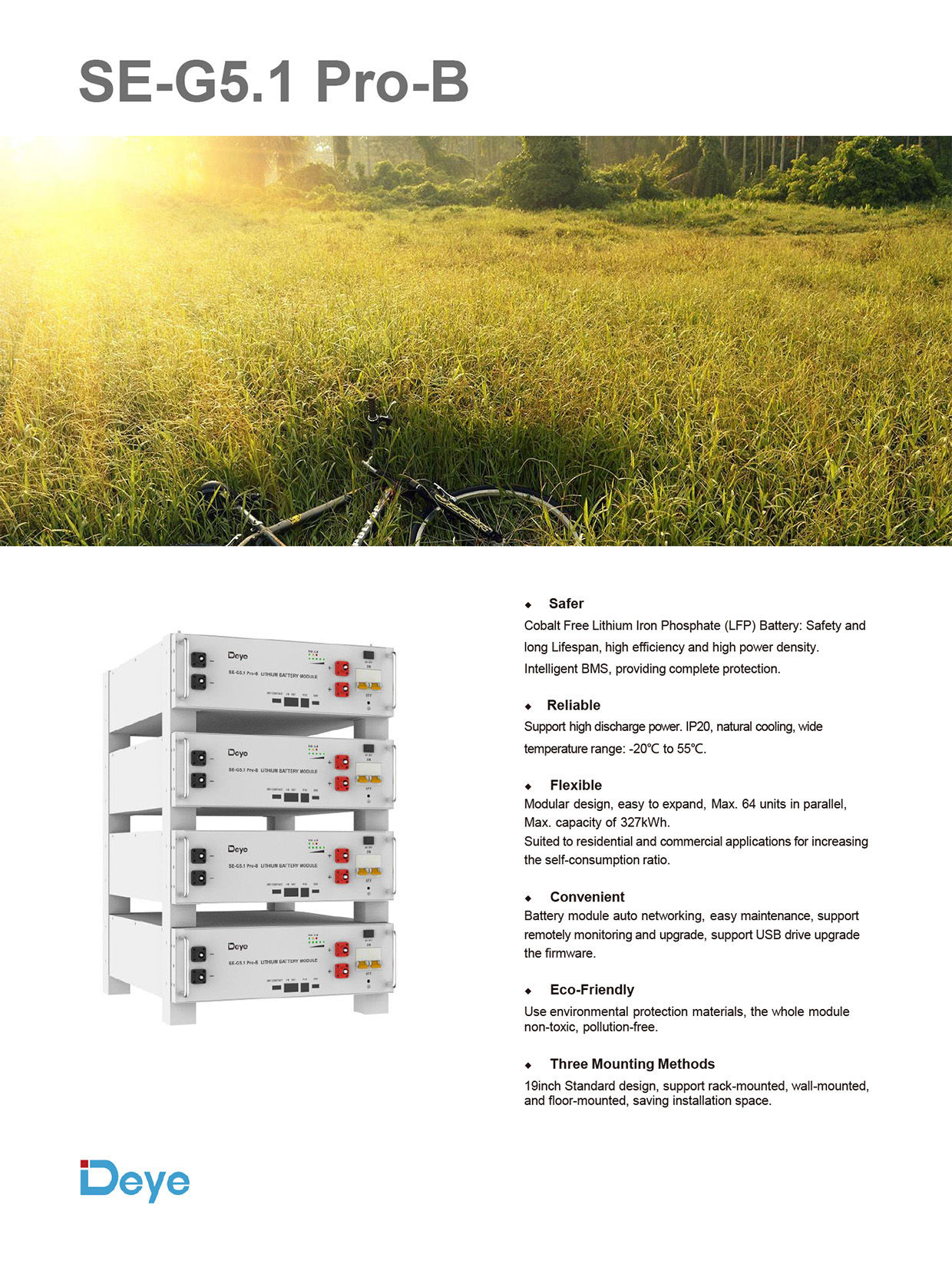 Deye 5.12kWh Low Voltage Storage Lithium Battery(SE-G5.1 Pro-B)
